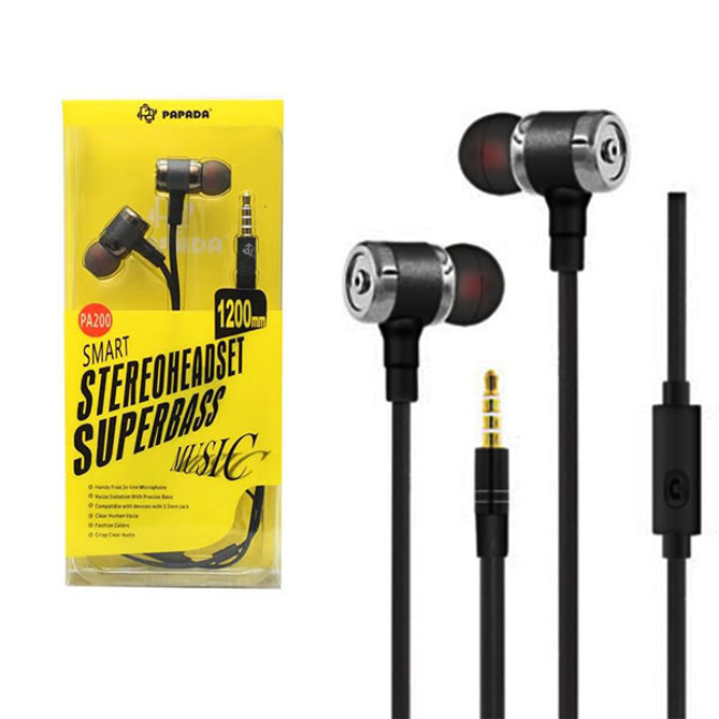 Original Papada PA200 Super Base Headphone Earbud AUX With MIC